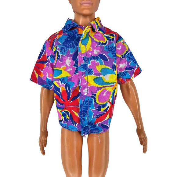 Barbie | Toys | Barbie Ken Blue Tropical Top Floral Vintage Authentic ...